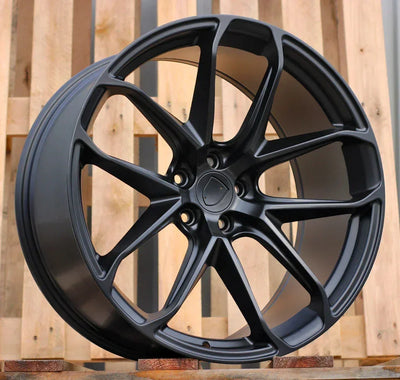 21x9.5"/21x10" Turbo Style Matte Black Wheels - Fit Porsche Macan